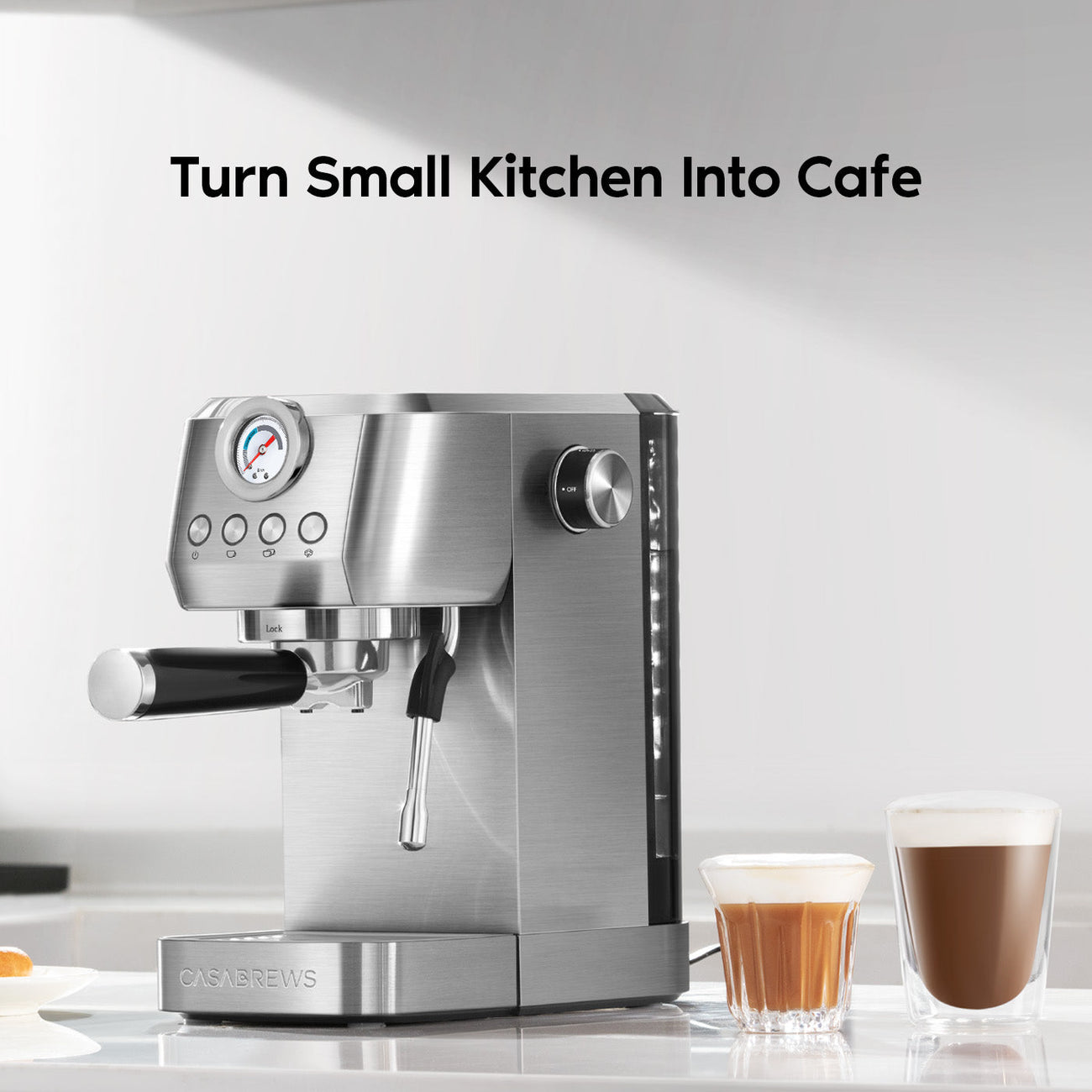 3700GENSE™ Barista Quality Espresso Machine with Steam Wand Pressure Gauge