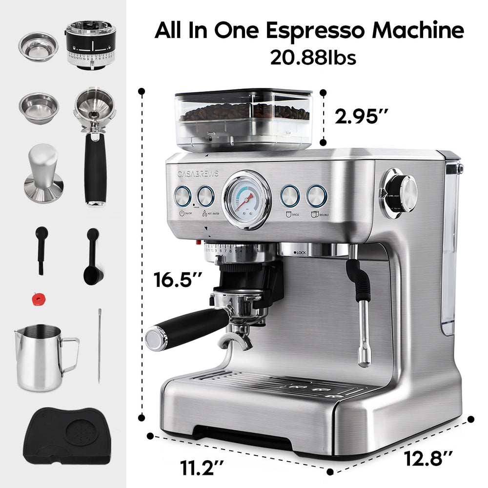 5700GENSE™ All-in-One Espresso Machine with Grinder, Steam Wand, 54mm ...