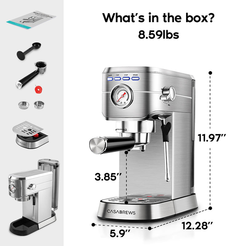 CASABREWS CM5418 Compact 20-Bar Home Espresso Machine with Stainless ...