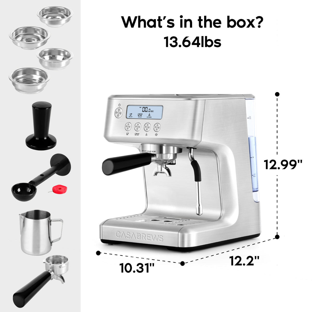CASABREWS ULTRA™ Espresso Machine with LCD Screen and Milk Frother Ste